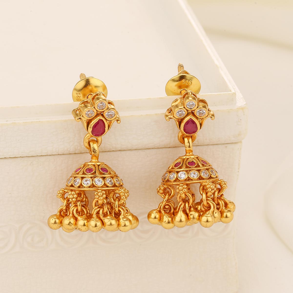 Ravanya Stone Jhumkas – The Amethyst Store