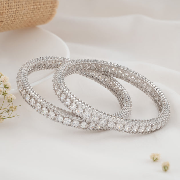 Buy Pure Silver Bangles Online | Swarovski Design Silver Bangles – The ...