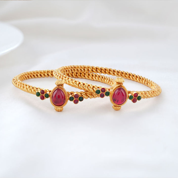 Gold Plated Silver Bangles with Stone | Silver Navarathana Stone ...