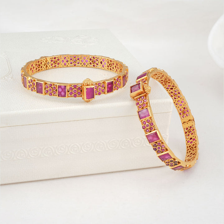 Gold Plated Silver Bangles with Stone | Silver Navarathana Stone ...