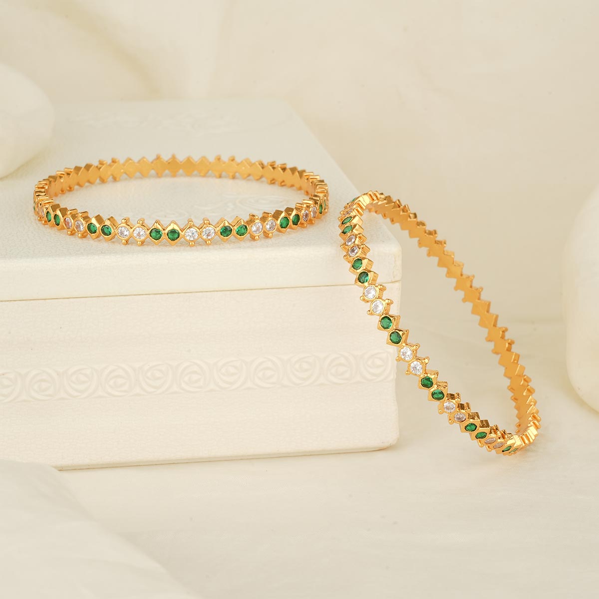92.5 Gold Plated Stone Bangles Online | Buy Merlin Stone Pair Bangles ...