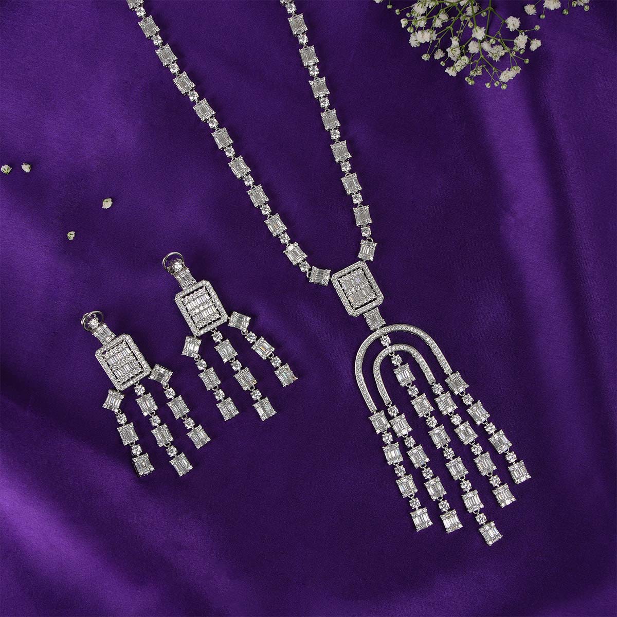 Buy Sharuka Necklace Set | 92.5 Gold Plated Swarovski Necklace Set ...