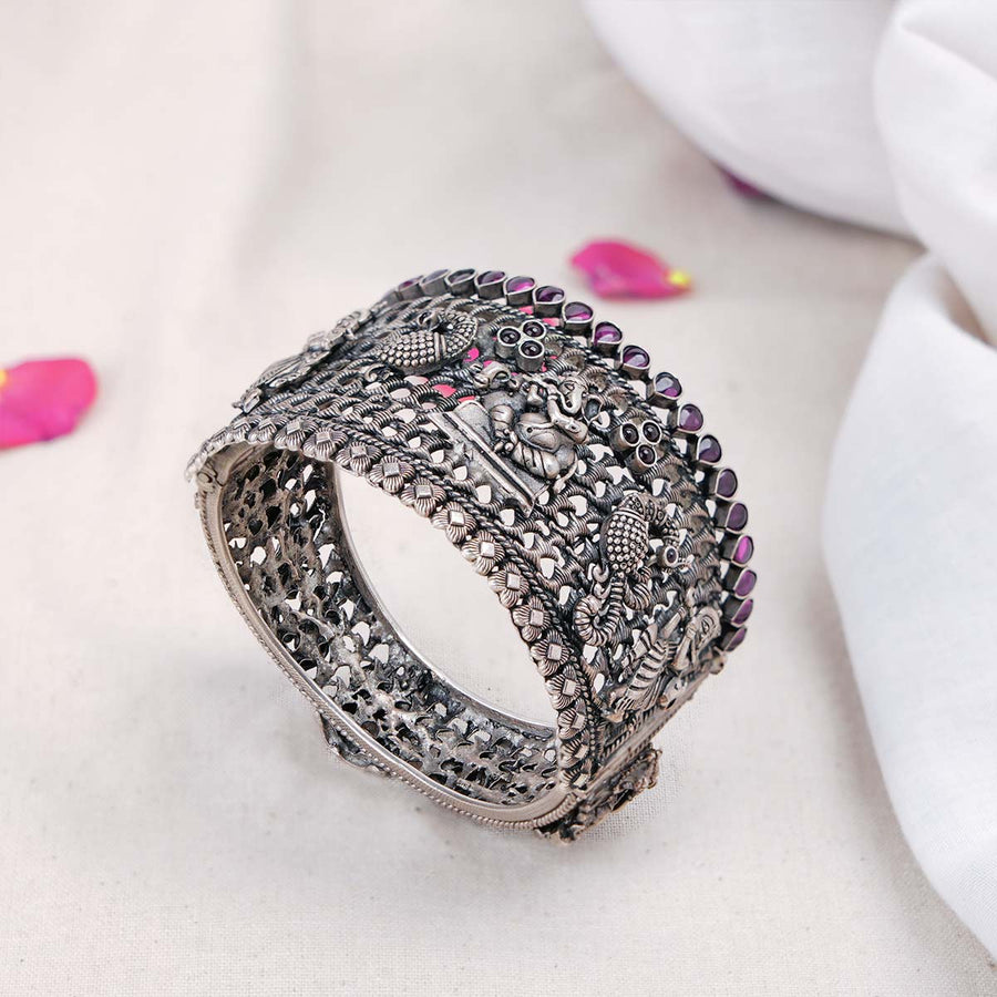 Gold Plated Silver Oxidised Bangles | Oxidised Silver Pair Bangles ...