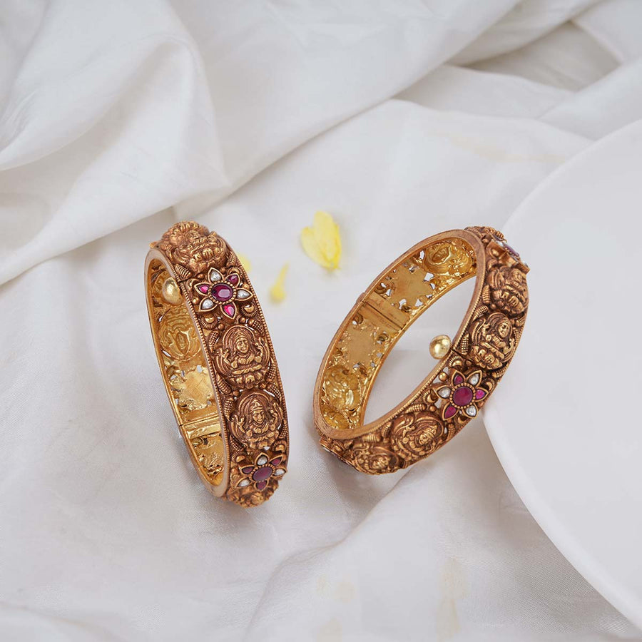 Gold Plated Silver Bangles Online | Antique Nagas Design Silver Bangles ...