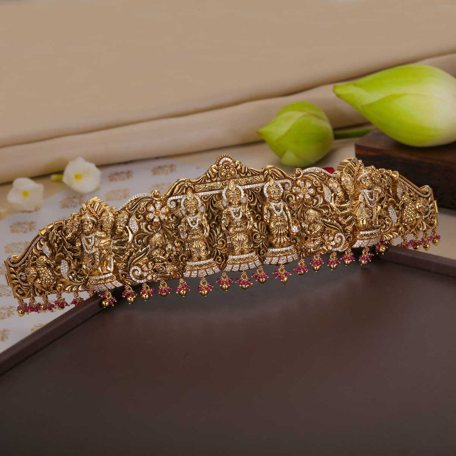 Buy Gold Plated Silver Oddiyanam Online | 925 Silver Vandanam/Oddiyanam ...
