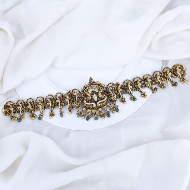 Buy Gold Plated Silver Oddiyanam Online | 925 Silver Vandanam/Oddiyanam ...