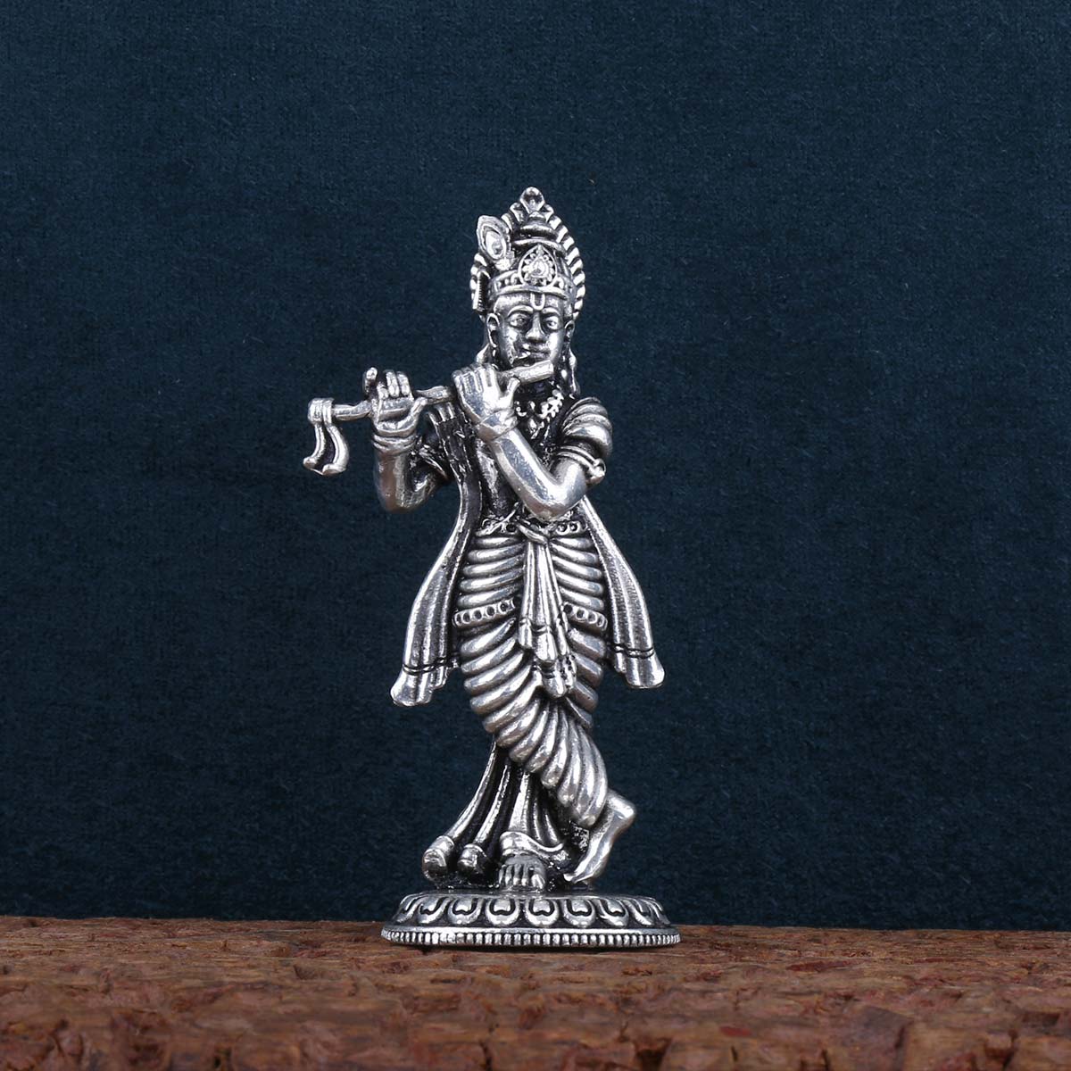 Buy Shri Krishna Standing Solid Idol | 925 Pure Silver God Idols Online ...